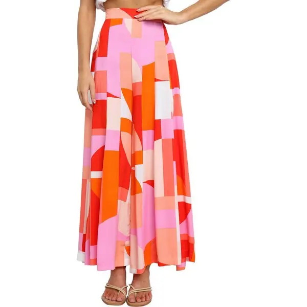 PETAL & PUP Pomoa Geo Print Wide Leg Pants - Pink