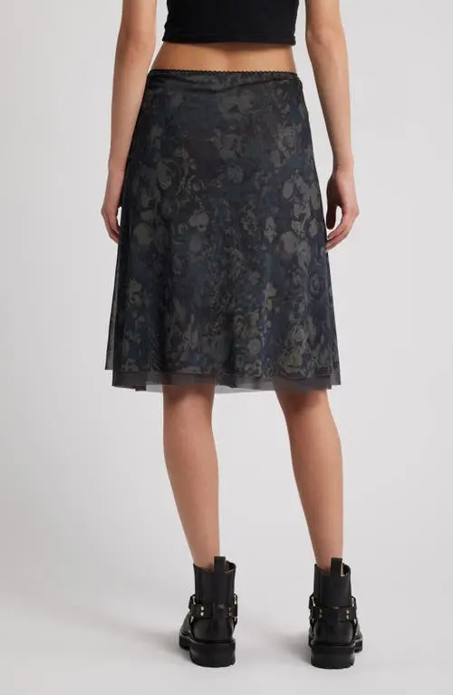 Topshop Floral Semisheer Mesh Jersey Skirt