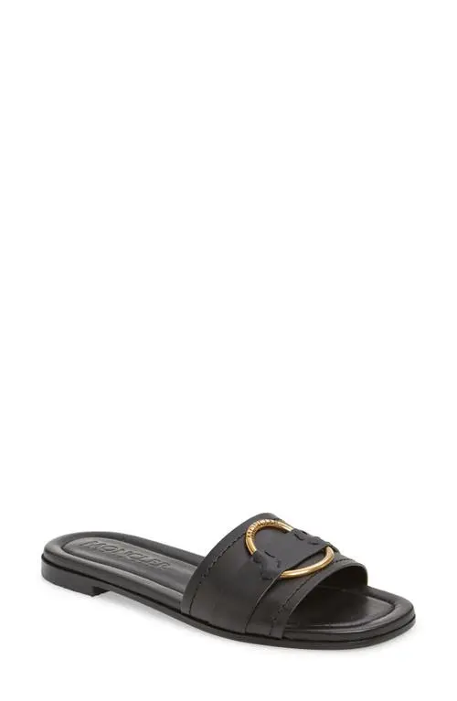 Moncler Bell Leather Slide Sandal - Black