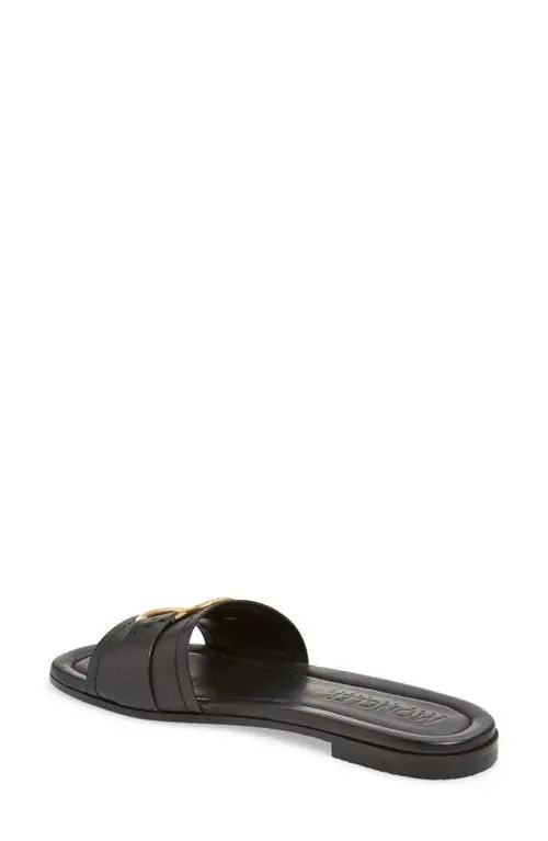 Moncler Bell Leather Slide Sandal - Black