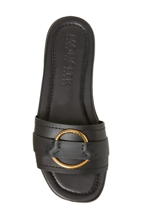Moncler Bell Leather Slide Sandal - Black