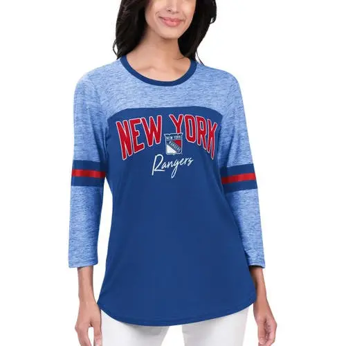 G-III 4HER BY CARL BANKS New York Rangers Play The Game 3/4-sleeve T-shirt - Blue