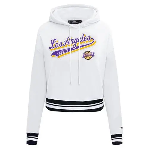 PRO STANDARD Los Angeles Lakers Script Tail Cropped Pullover Hoodie