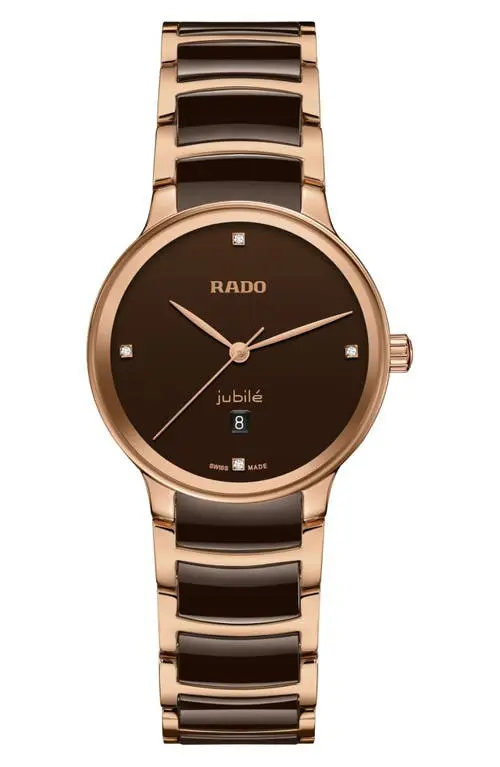 RADO Centrix Diamond Bracelet Watch - Brown