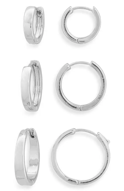 Bp. Set Of 3 Hoop Earrings - Sterling Silver Dipped