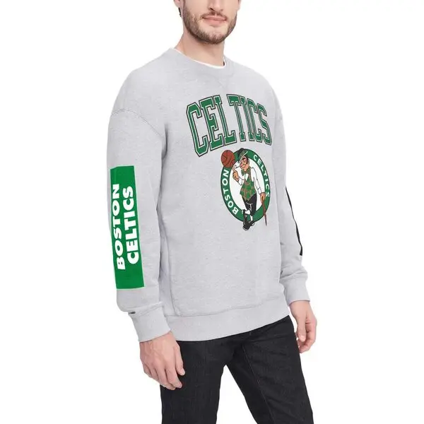 Tommy Hilfiger Boston Celtics Hayes Crew Neck Pullover Sweatshirt - Heather Gray