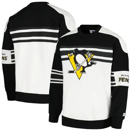 STARTER Pittsburgh Penguins Defense Fleece Crewneck Pullover Sweatshirt
