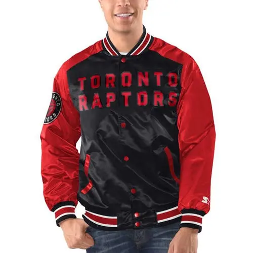 STARTER Red Toronto Raptors Renegade Satin Full-snap Varsity Jacket