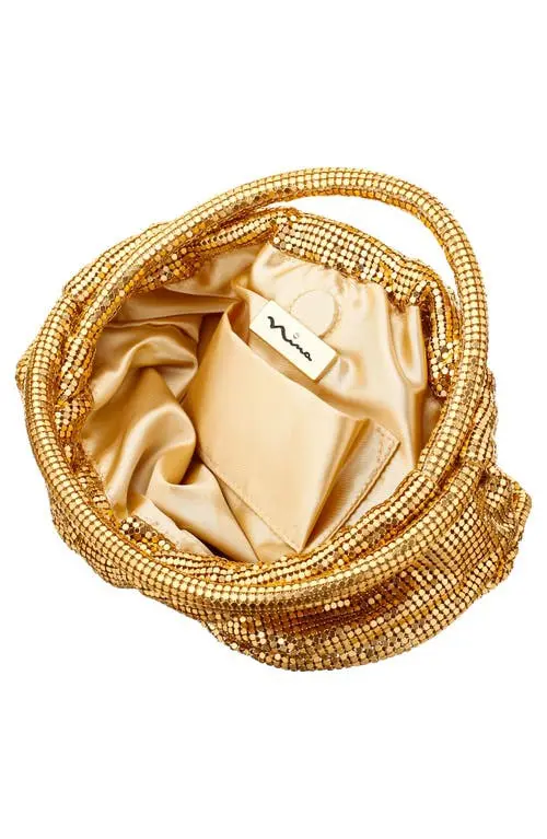 Nina Joyce Mesh Top Handle Bag - Gold