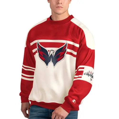 STARTER Washington Capitals Defense Fleece Crewneck Pullover Sweatshirt By