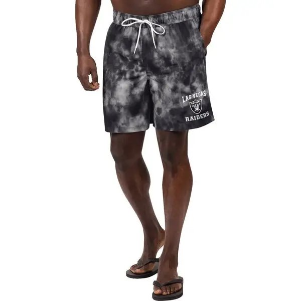 G-III SPORTS BY CARL BANKS Las Vegas Raiders Graphic Swim Trunks - Black