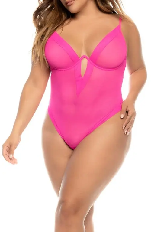 MAPALE Mesh Underwire Teddy - Hot Pink
