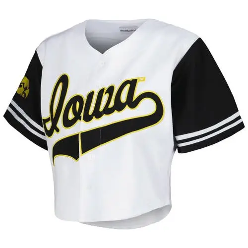 ESTABLISHED & CO. Iowa Hawkeyes Baseball Jersey Cropped T-shirt