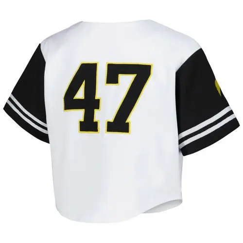 ESTABLISHED & CO. Iowa Hawkeyes Baseball Jersey Cropped T-shirt