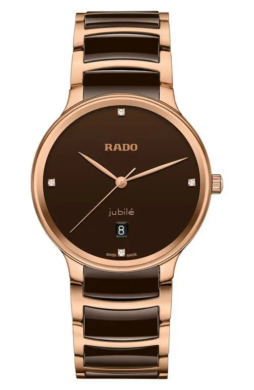 RADO Centrix Diamond Bracelet Watch - Brown