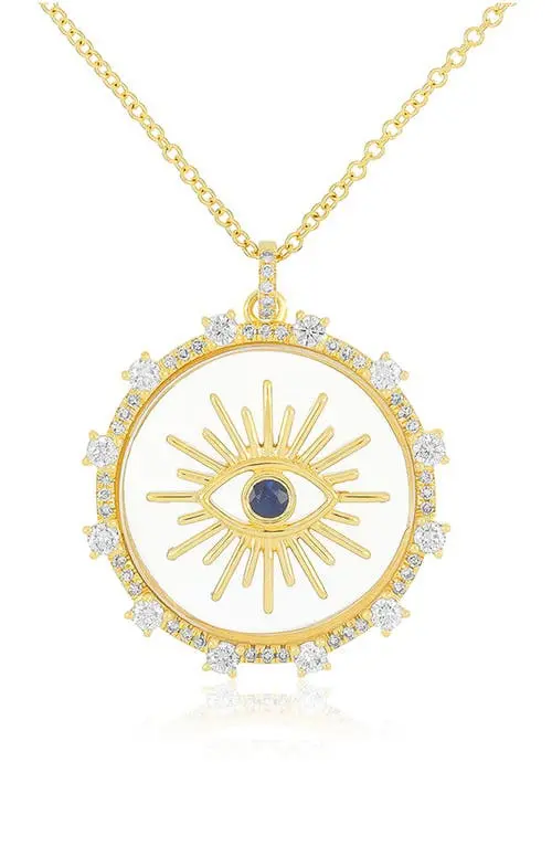 Ef Collection 14k Gold Diamond & Sapphire Evil Eye Pendant Necklace - 14k Yellow Gold