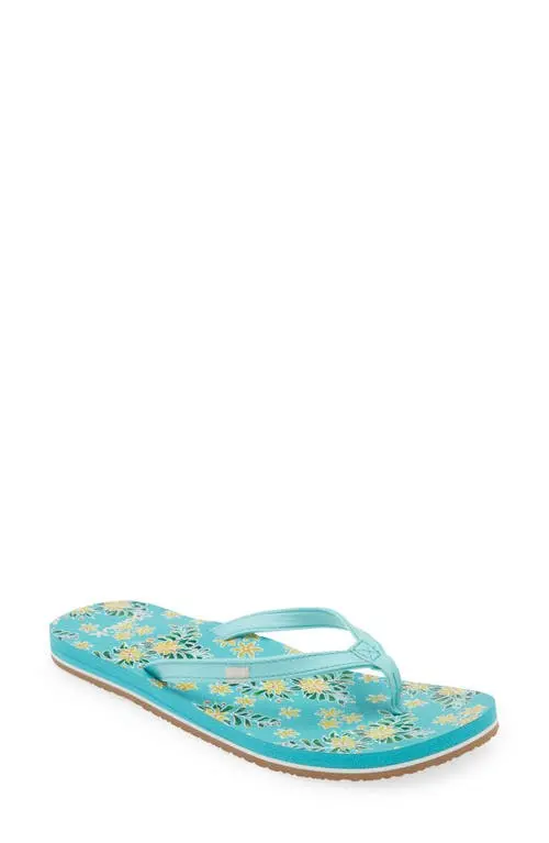 Sanuk Yoga Joy Floral Flip Flop - Aqua Splash