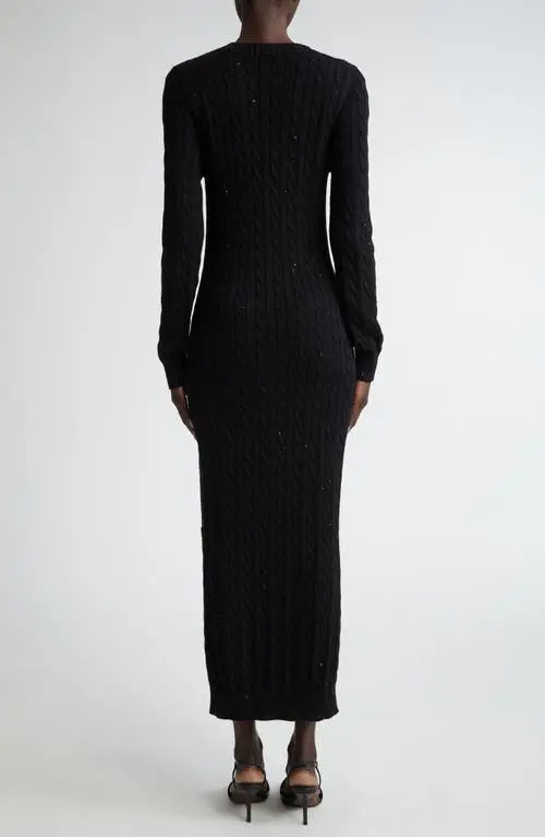 Brunello Cucinelli Sequin Long Sleeve Cable Sweater Dress