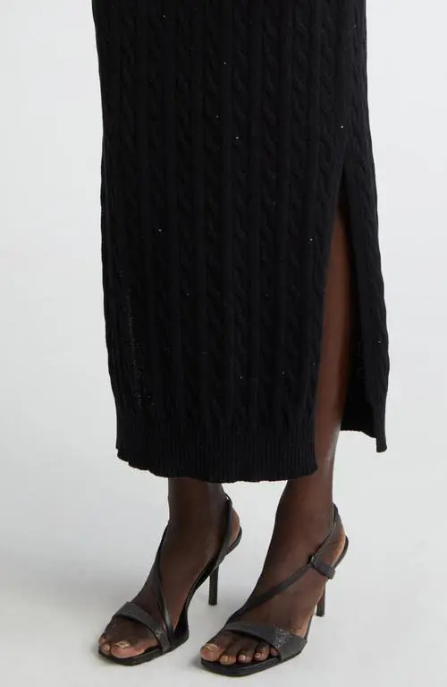 Brunello Cucinelli Sequin Long Sleeve Cable Sweater Dress