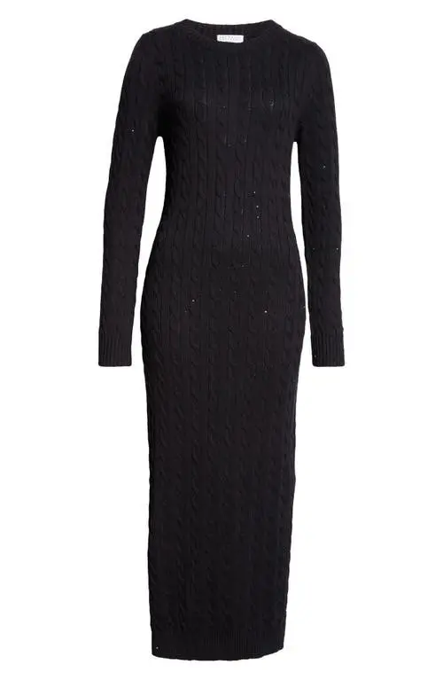 Brunello Cucinelli Sequin Long Sleeve Cable Sweater Dress