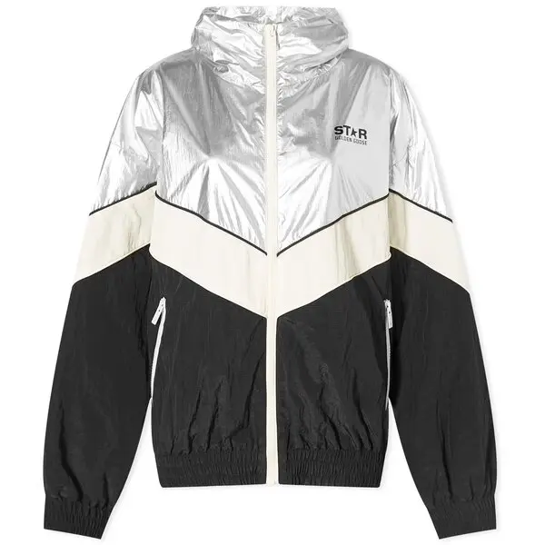 GOLDEN GOOSE Star Patchwork Windbreaker - Silver/dark Papyrus/black
