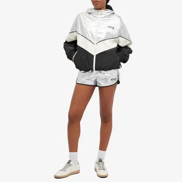 GOLDEN GOOSE Star Patchwork Windbreaker - Silver/dark Papyrus/black