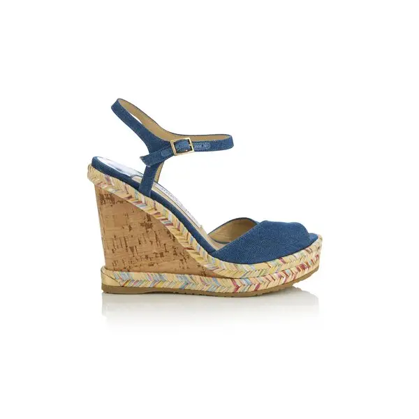JIMMY CHOO 新品 Portia120 デニム 37 ウェッジサンダル 新品同様