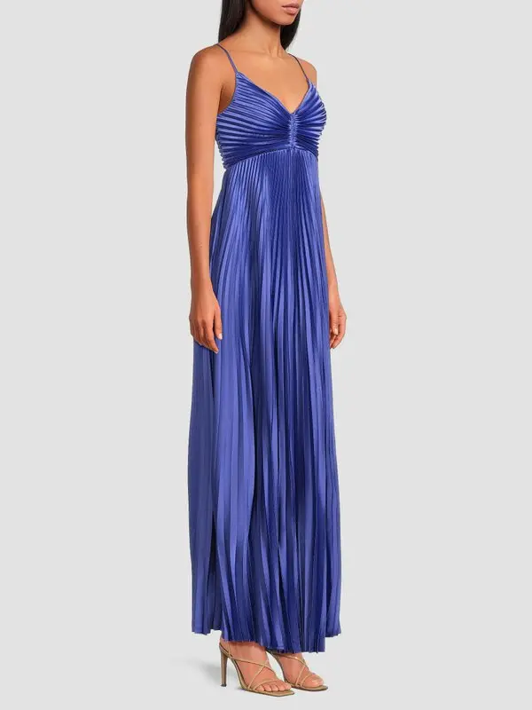 Likely Asra Satin Pleated Gown
