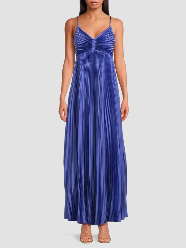 Likely Asra Satin Pleated Gown