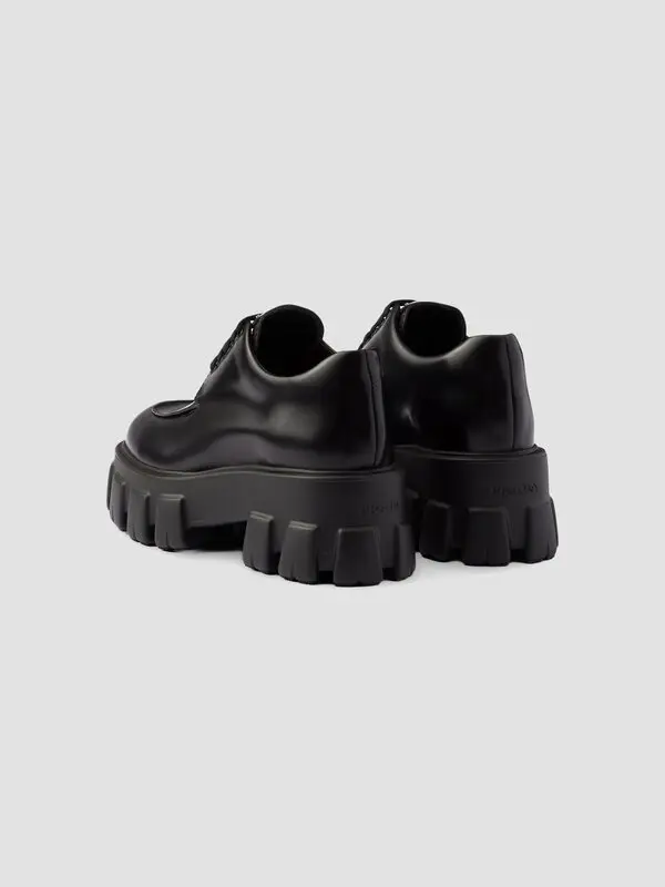 Prada S Monolith Brushed Leather Lace-up Shoes