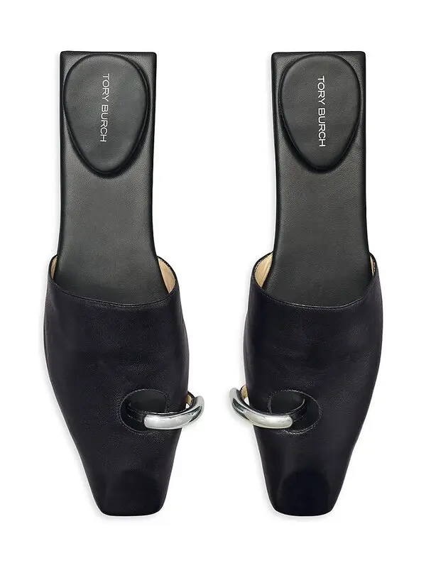 Tory Burch Pierced Leather Mules - Perfectblack