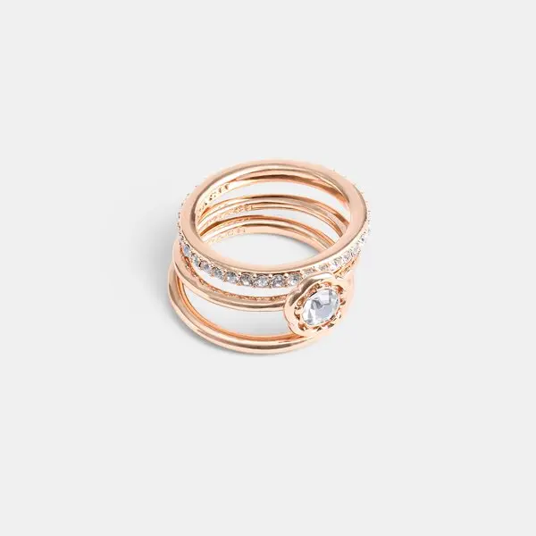 COACH Halo Tea Rose Ring Set - Rose Gold