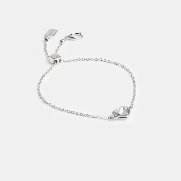 COACH Halo Heart Slider Bracelet - Silver