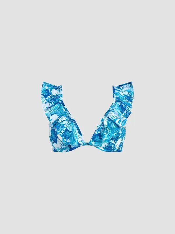 Vilebrequin Tahiti Flowers Ruffled Bikini Top