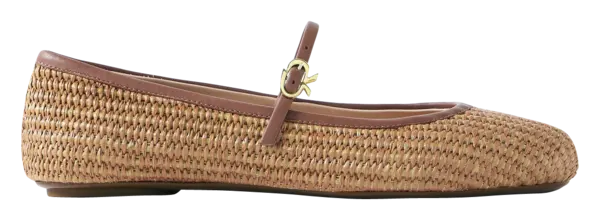 GIANVITO ROSSI Carla Raffia Ballet Flats - Brown