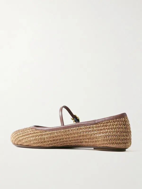 GIANVITO ROSSI Carla Raffia Ballet Flats - Brown