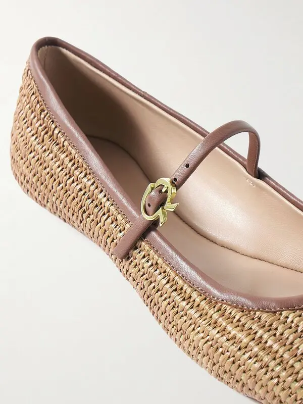 GIANVITO ROSSI Carla Raffia Ballet Flats - Brown
