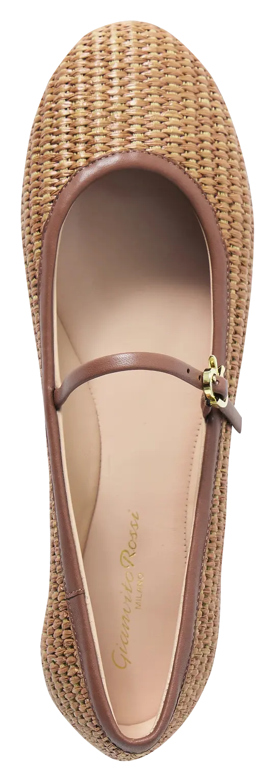 GIANVITO ROSSI Carla Raffia Ballet Flats - Brown
