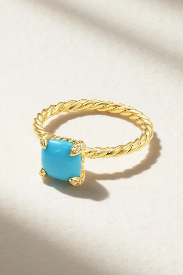 David Yurman Châtelaine 18-karat Turquoise And Diamond Ring - Gold