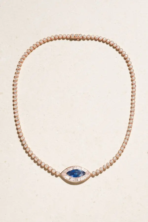 ANITA KO Rose Diamond Sapphire Necklace