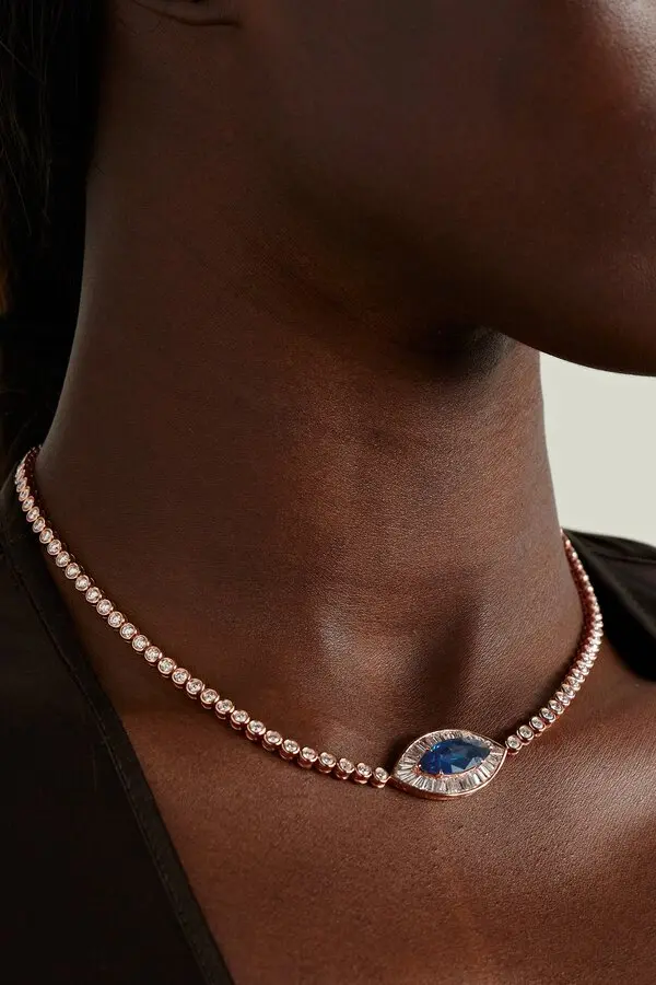 ANITA KO Rose Diamond Sapphire Necklace