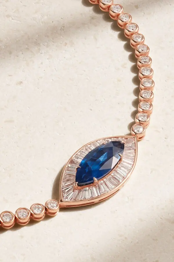 ANITA KO Rose Diamond Sapphire Necklace