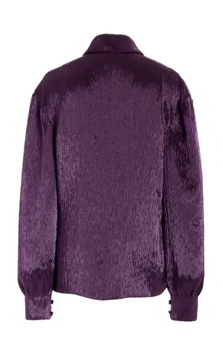 SERGIO HUDSON Bead-embellished Silk Top - Purple