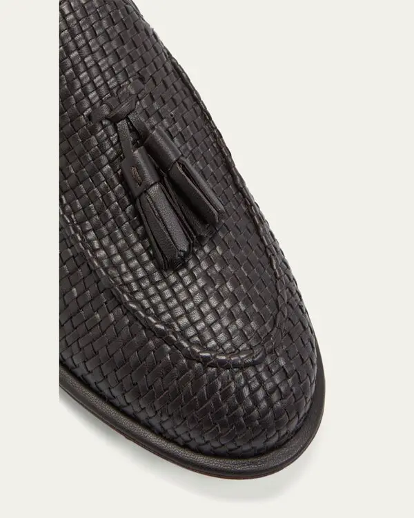 Giorgio Armani Woven Leather Tassel Loafers