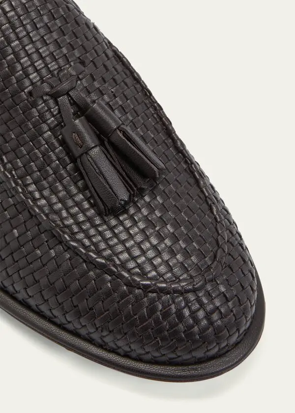 Giorgio Armani Woven Leather Tassel Loafers