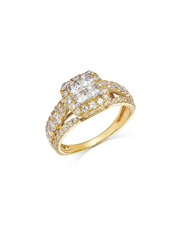 Bloomingdale'S Diamond Princess & Round Halo Ring - Gold