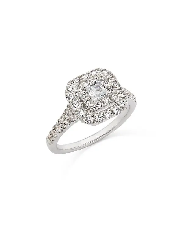 Bloomingdale'S Diamond Princess And Round Double Halo Ring 1.0 Tcw - White