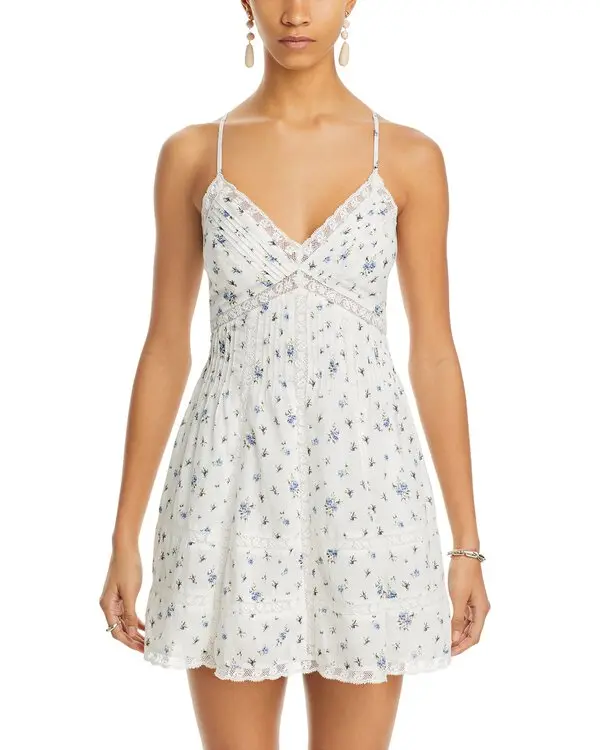 LoveShackFancy Docila Cotton Pleated Mini Dress
