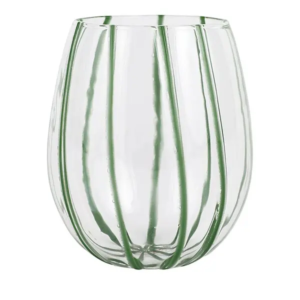 VIETRI Nuovo Stripe Stemless Wine Glass - Green