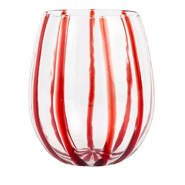 VIETRI Nuovo Stripe Stemless Wine Glass - Red